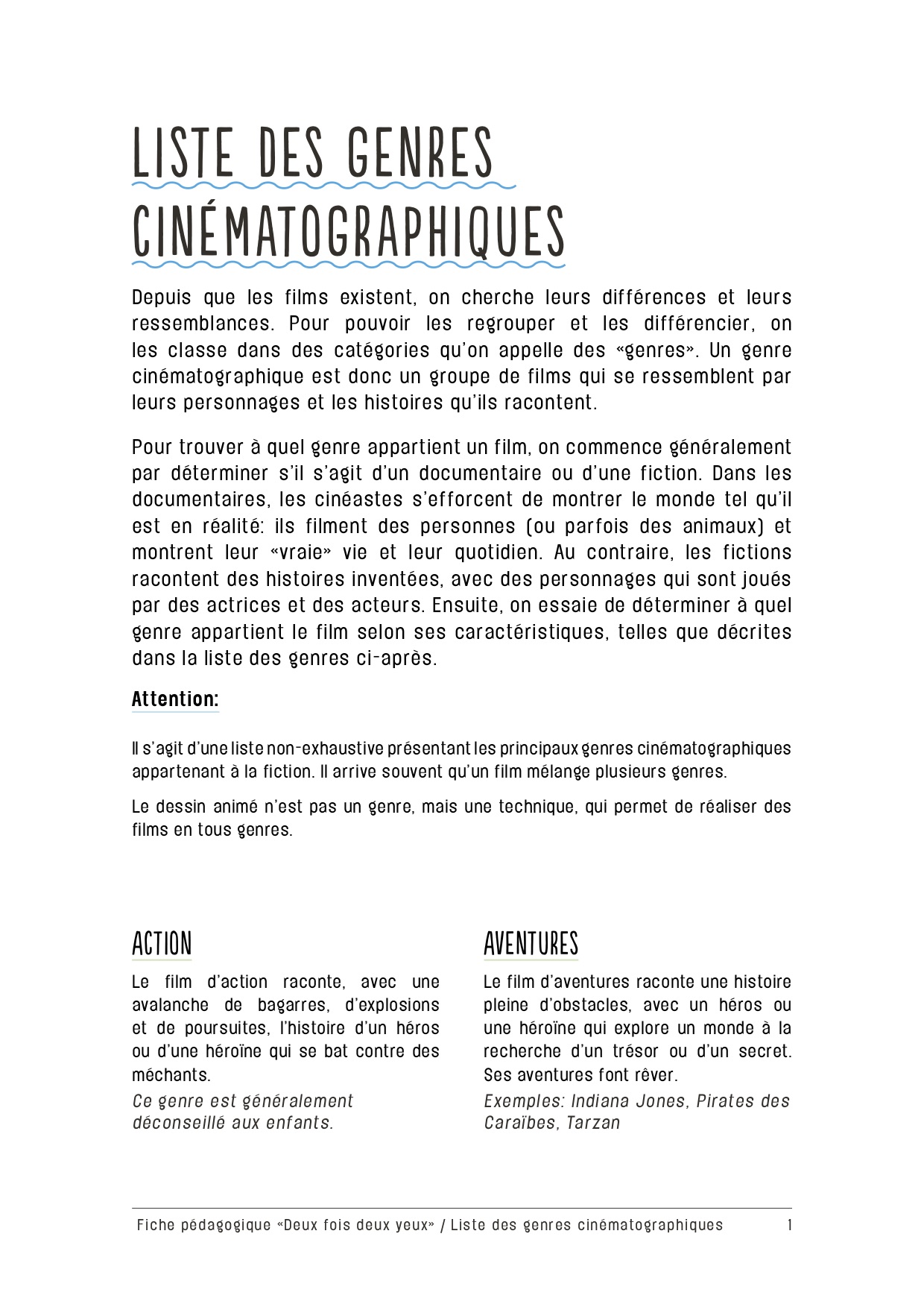 Liste des genres - La Lanterne Magique